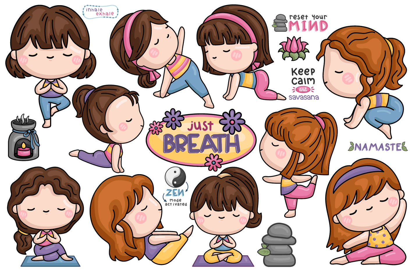 Yoga Clipart - Cute Sports Clip Art – inkleystudio