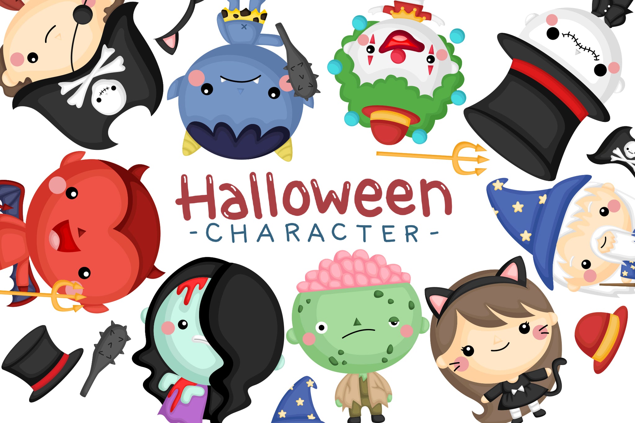 Halloween Costume Clipart - Cute Monster Clip Art – inkleystudio