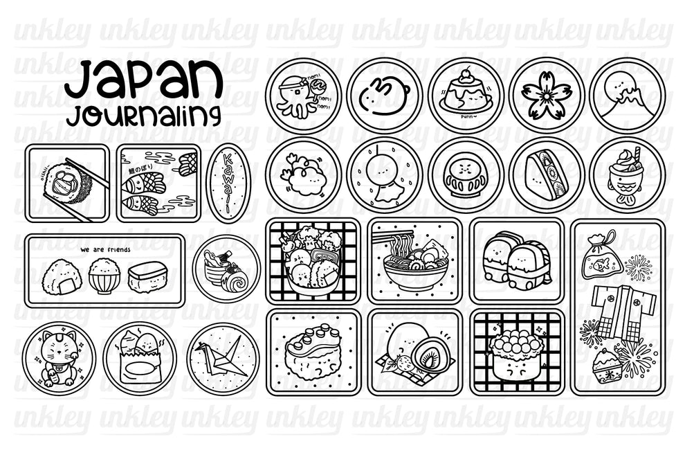Japan Journaling Clipart Coloring – inkleystudio