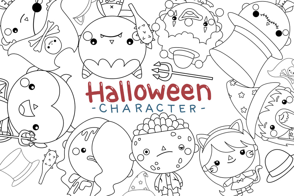 Halloween Costume Clipart - Cute Monster Clip Art Coloring – inkleystudio
