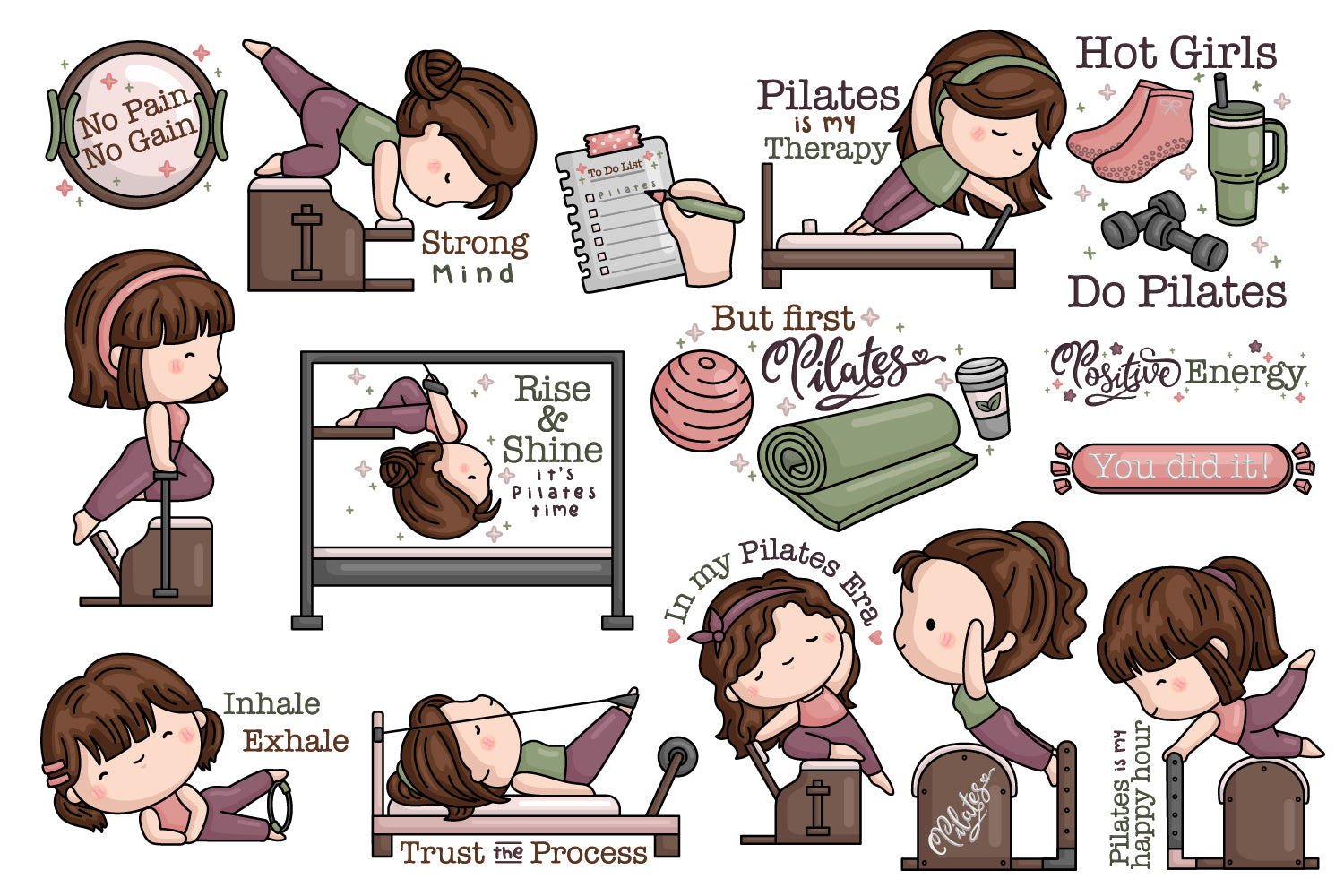 Pilates Clipart - Cute Sports Clip Art – inkleystudio