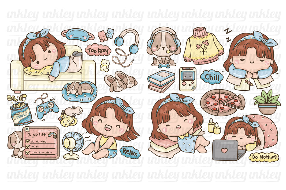 Cozy Home Activities Clipart - Cute Girl Clip Art – inkleystudio