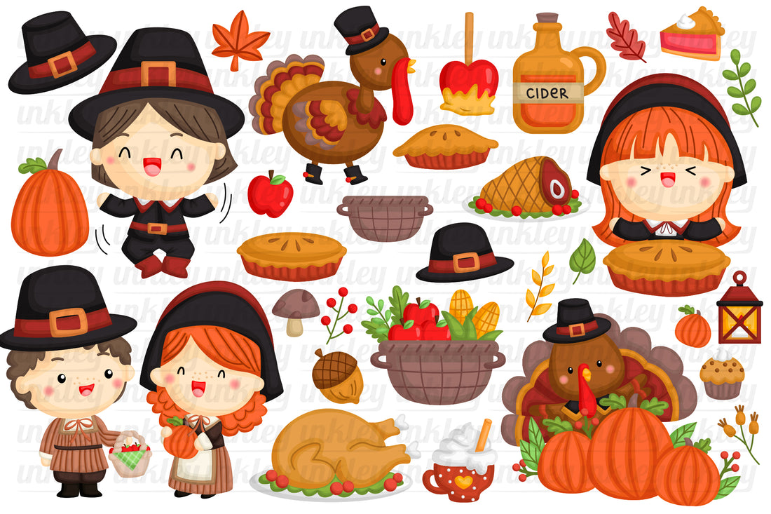 Thanksgiving Clipart - Turkey Clipart – inkleystudio