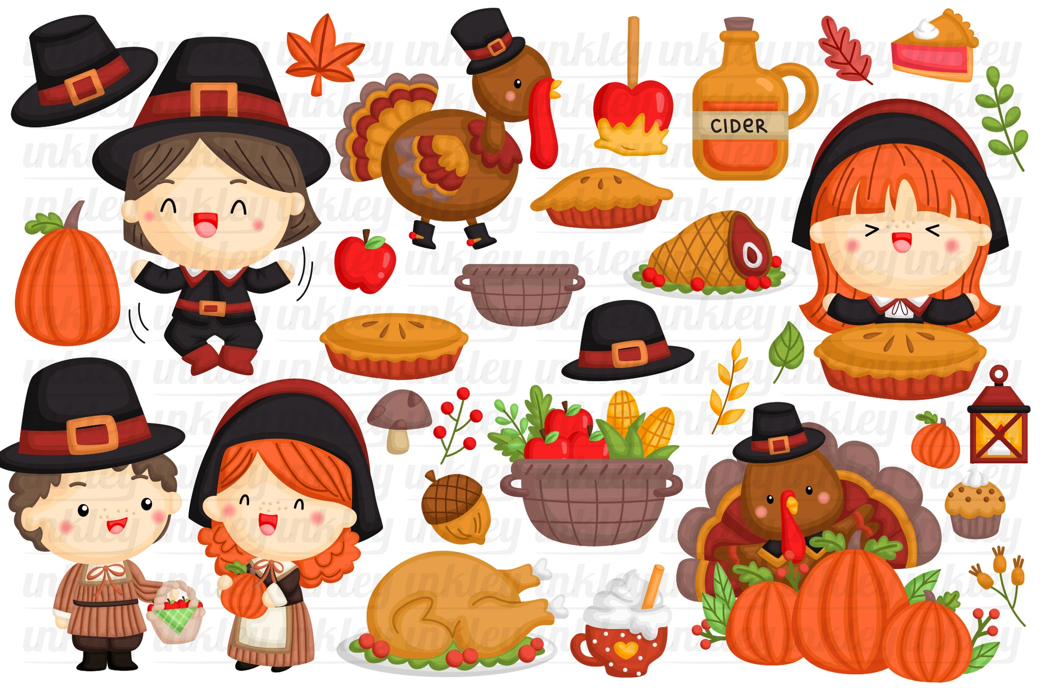 Thanksgiving Clipart - Turkey Clipart – inkleystudio