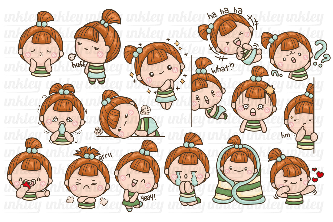Girl and Emotions Clipart - Cute Kids Clip Art – inkleystudio