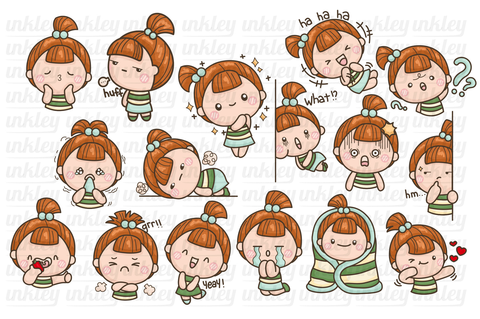 Girl and Emotions Clipart - Cute Kids Clip Art – inkleystudio