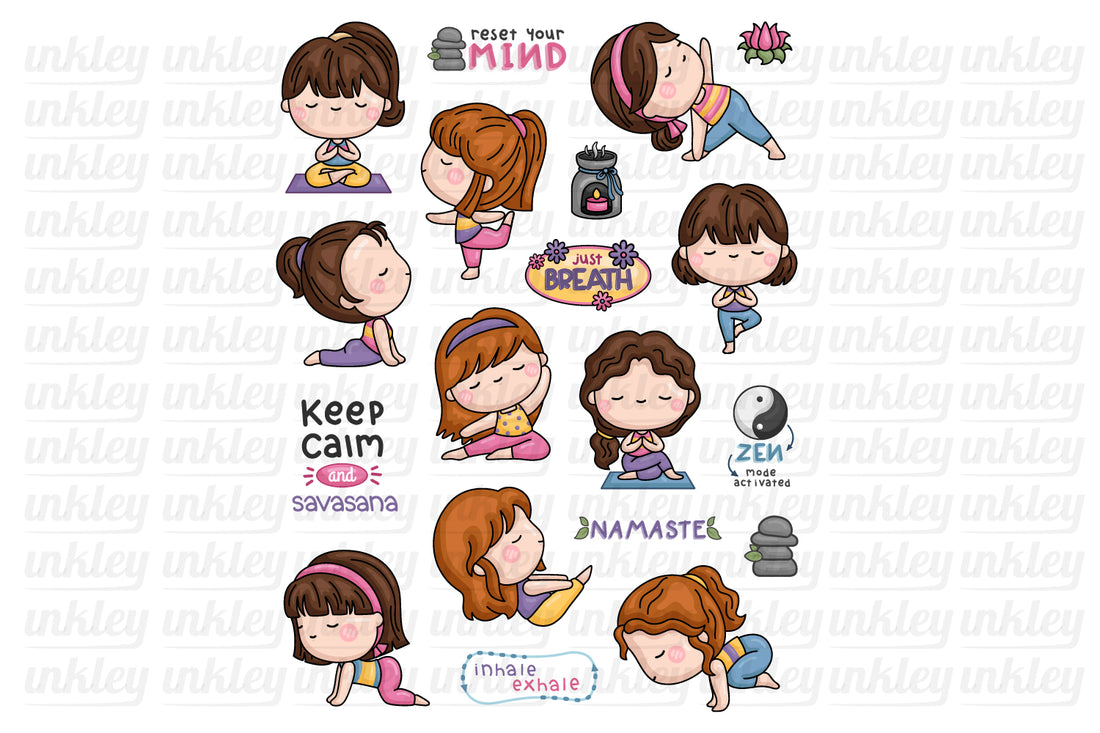 Yoga Clipart - Cute Sports Clip Art – inkleystudio