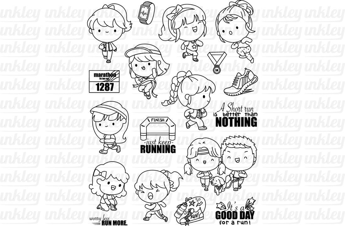 Running Clipart - Cute Sports Clip Art Coloring – inkleystudio