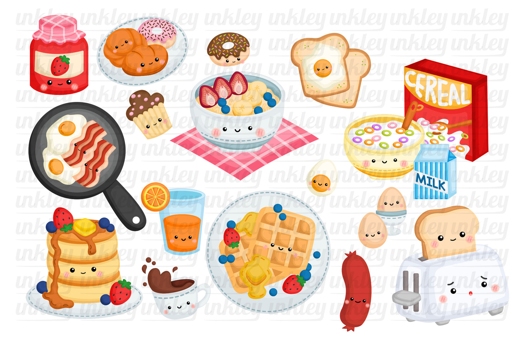 Cute Breakfast Clipart - Cute Food Clip Art – inkleystudio