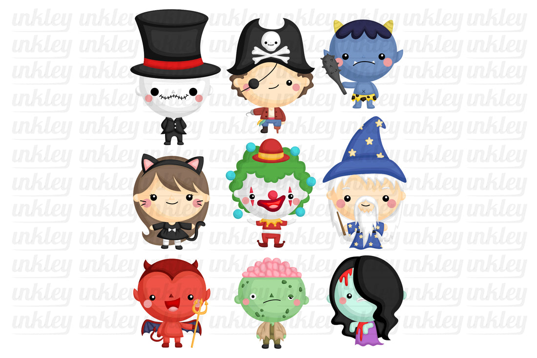 Halloween Costume Clipart - Cute Monster Clip Art – inkleystudio