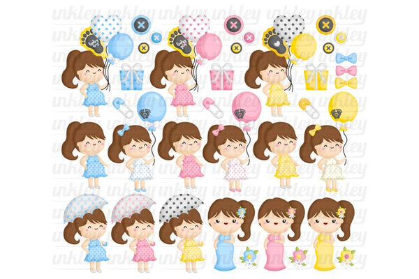 Cute Pregnancy Clipart - Mom to be Clip Art – inkleystudio