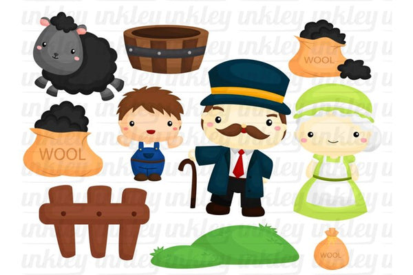 Baa Baa Black Sheep Clipart - Cute Animal Clip Art – inkleystudio
