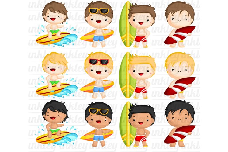 Boy Surfer Clipart - Surfing Activities Clip Art – inkleystudio