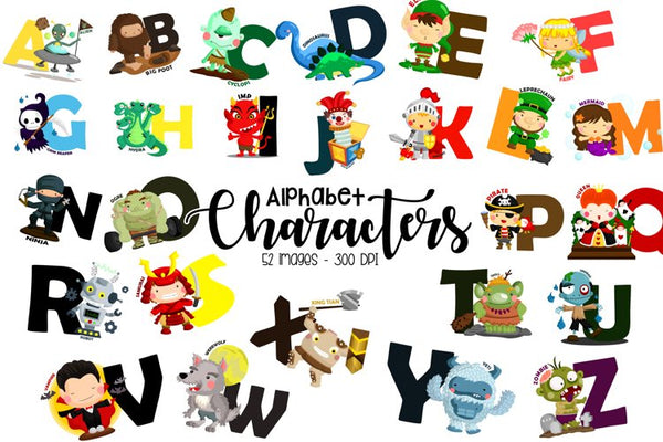 Alphabet and Characters Clipart – inkleystudio