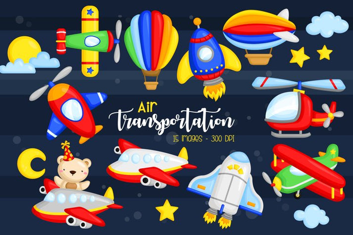 Air Transportation Clipart - Cute Bear Clip Art – inkleystudio