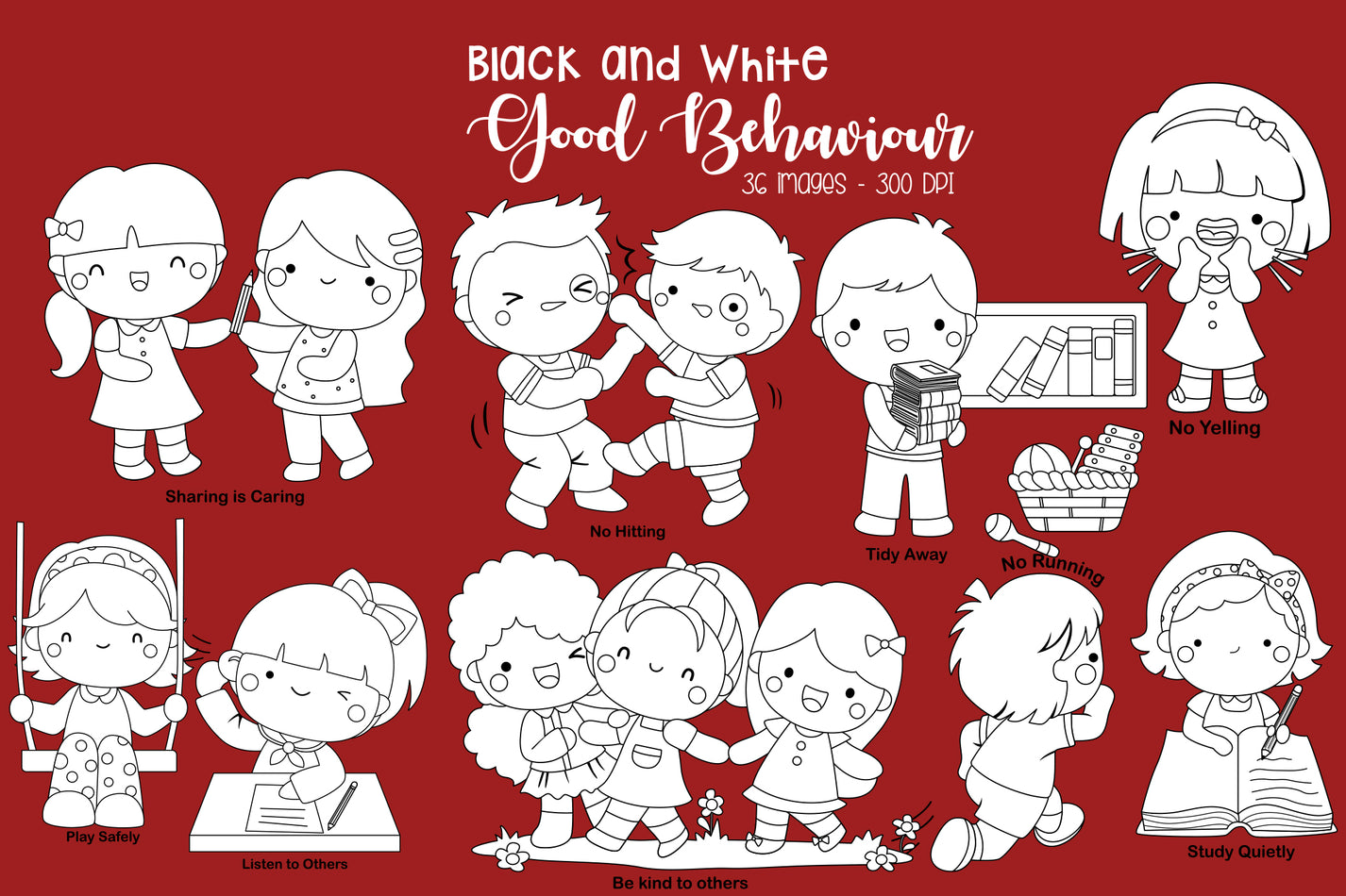 Good Behavior Clipart - Etiquette Clip Art Coloring – inkleystudio
