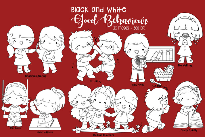 Good Behavior Clipart - Etiquette Clip Art Coloring – inkleystudio