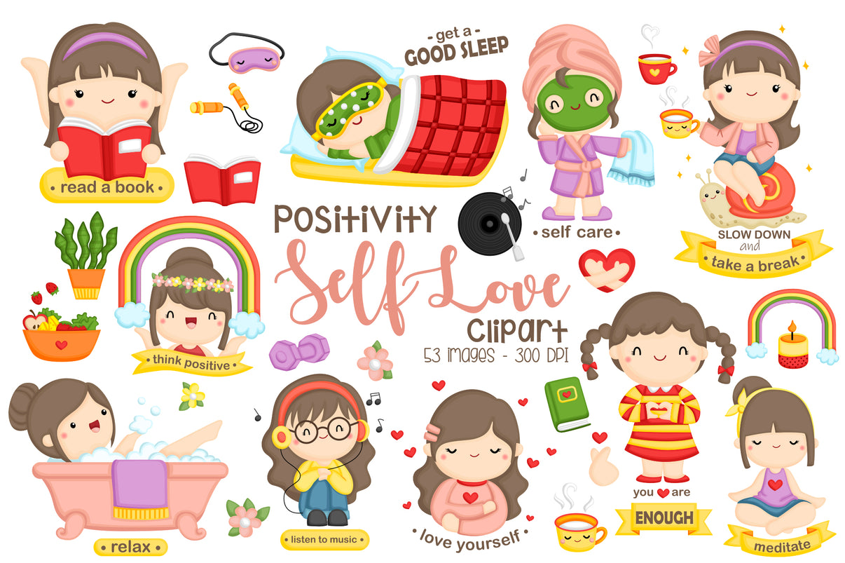 Self Love Clipart - Positivity Clip Art – inkleystudio