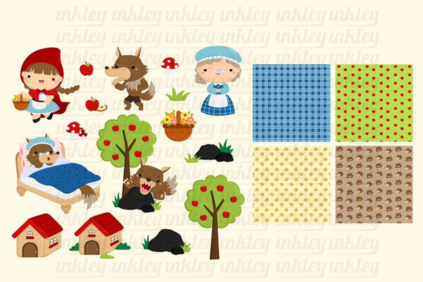 Doodle Little Red Riding Hood Clipart – inkleystudio