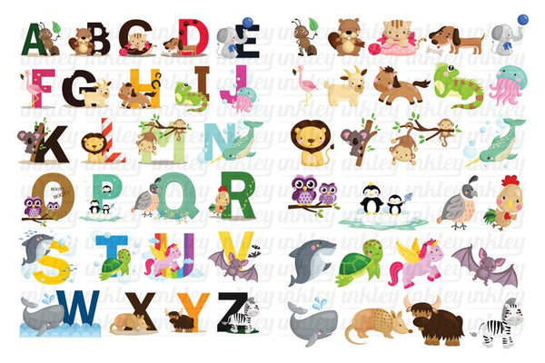 Animal Alphabet Clipart - Education and Learning Clip Art – inkleystudio