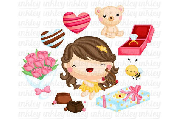 Valentine Cupid Clipart - Valentine Object Clip Art – inkleystudio