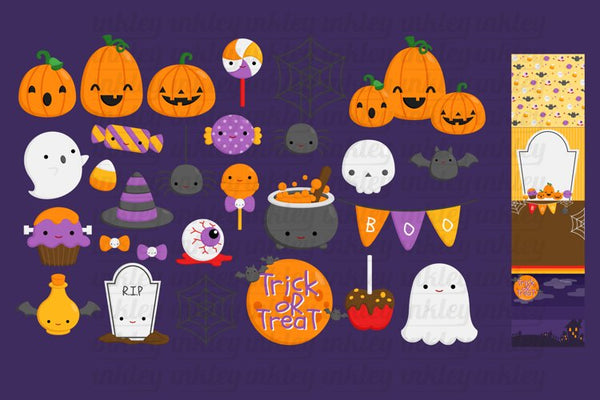 Doodle Halloween Items Clipart - Cute Halloween Clip Art – inkleystudio