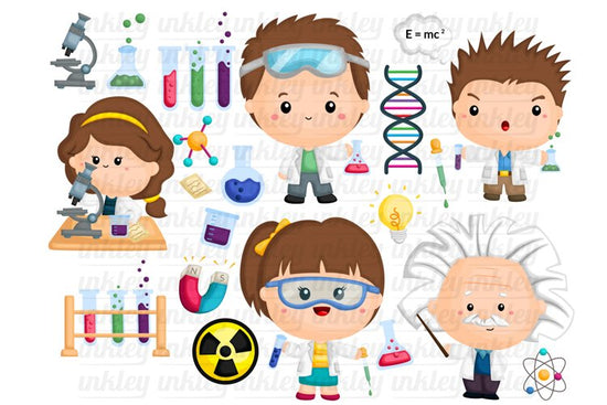 Cute Scientist Clipart - Science and Kids Clip Art – inkleystudio