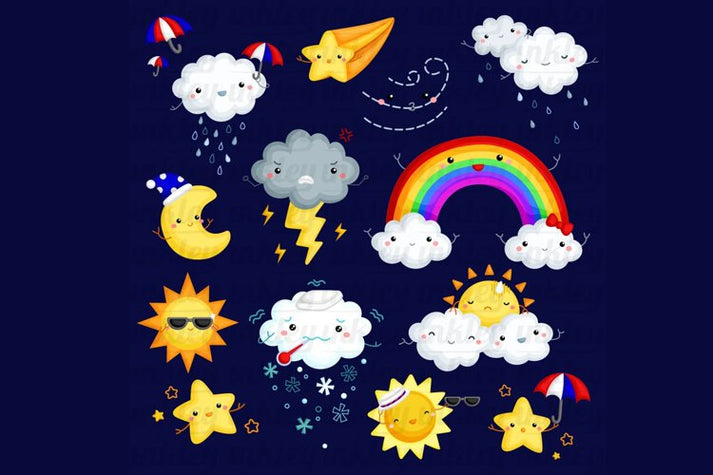 Weather Icon Clipart - Many Type of Weather Clip Art – inkleystudio