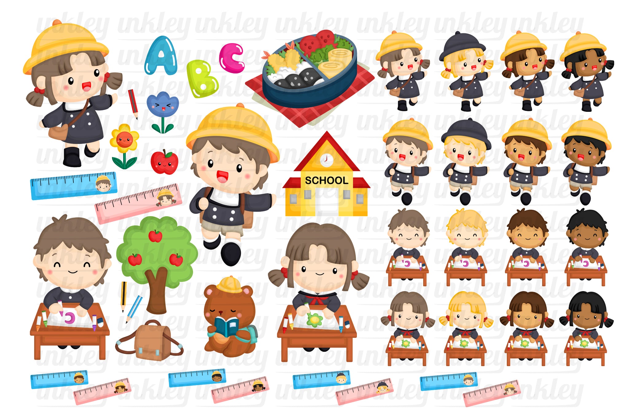 Preschool Kids Clipart - Learning and Study Clip Art – inkleystudio