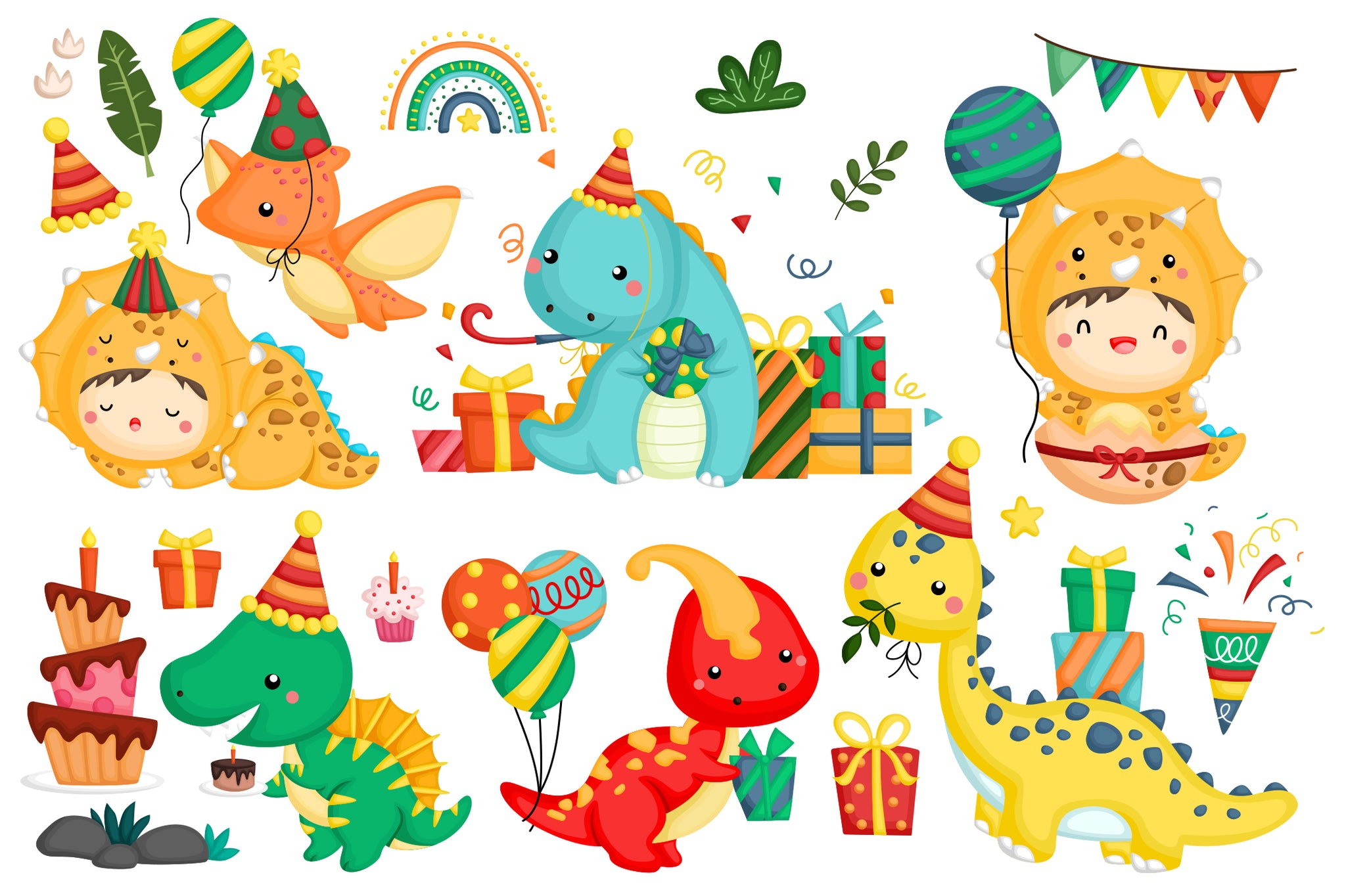 Jurassic Animal Birthday Dinosaur Clipart - Cute Dinosaur – inkleystudio