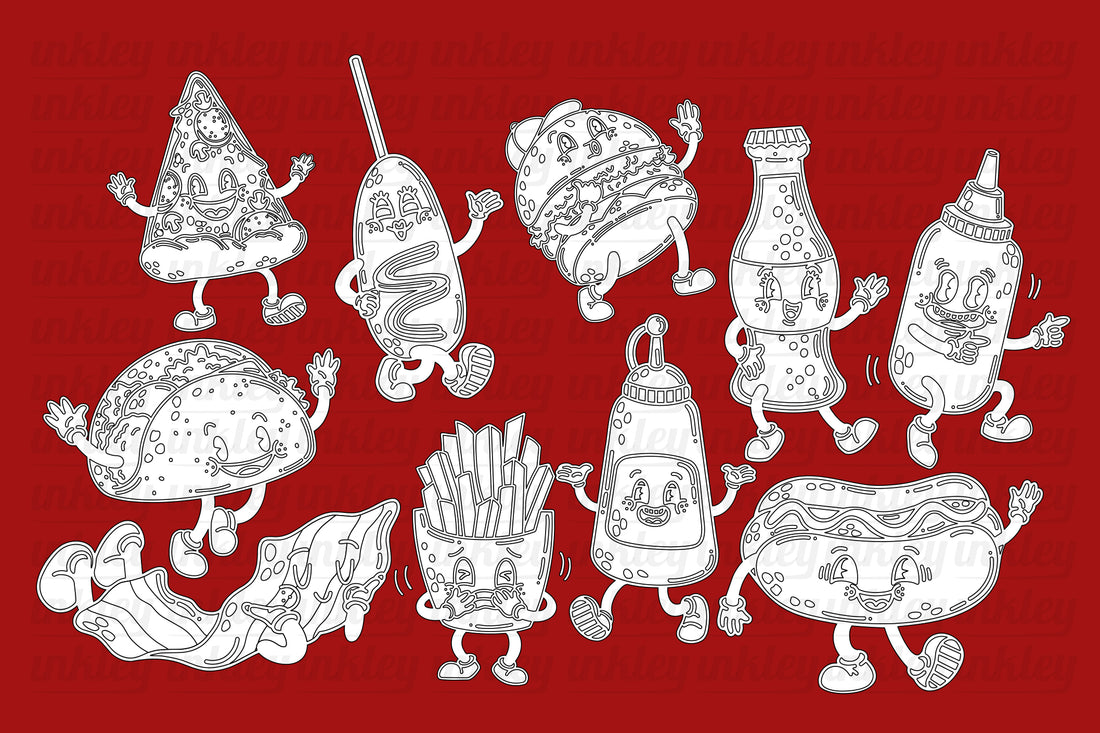 Cartoon Fast Food Clipart - Junk Food Restaurant Coloring – inkleystudio