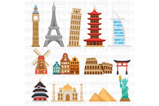 World Landmark Clipart - Famous Building Clip Art – inkleystudio