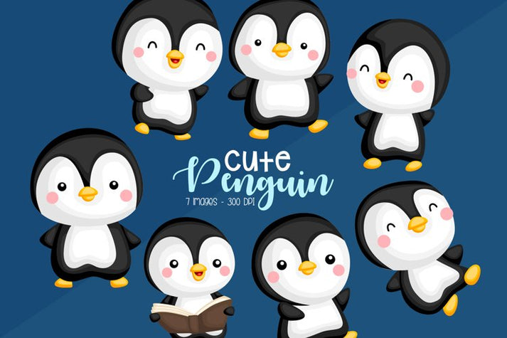 Cute Penguin Clipart - Cute Bird Clip Art – inkleystudio