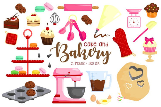 Bakery and Cake Clipart - Cake and Baking Clip Art – inkleystudio
