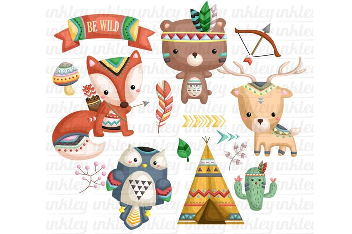 Tribal Animal Clipart - Cute Animal Clipart – inkleystudio