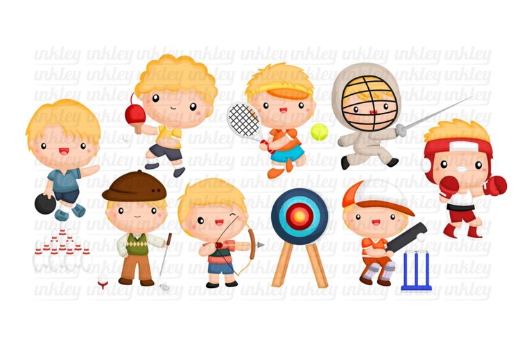 Sport and Boys Clipart - Cute Kids Clip Art – inkleystudio