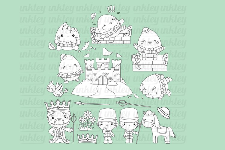 Black and White Coloring Humpty Dumpty Clipart – inkleystudio