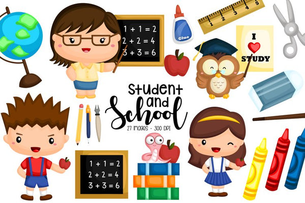 School Activity Clipart - Learning and Study Clip Art – inkleystudio