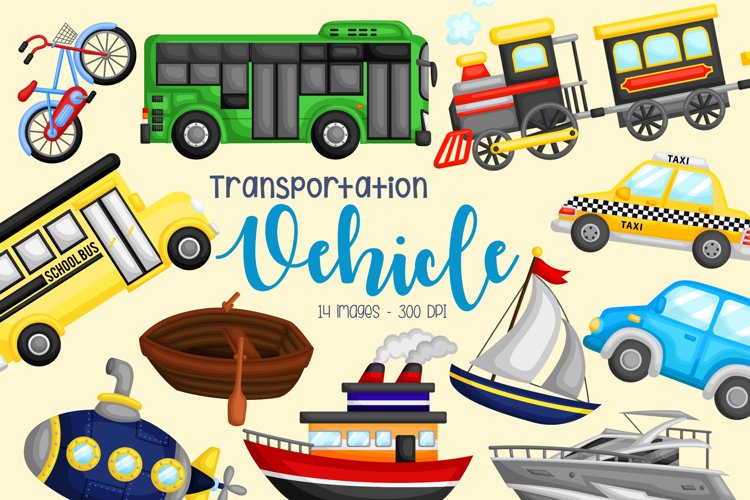 Transportation Vehicle Clipart - Land and Sea – inkleystudio