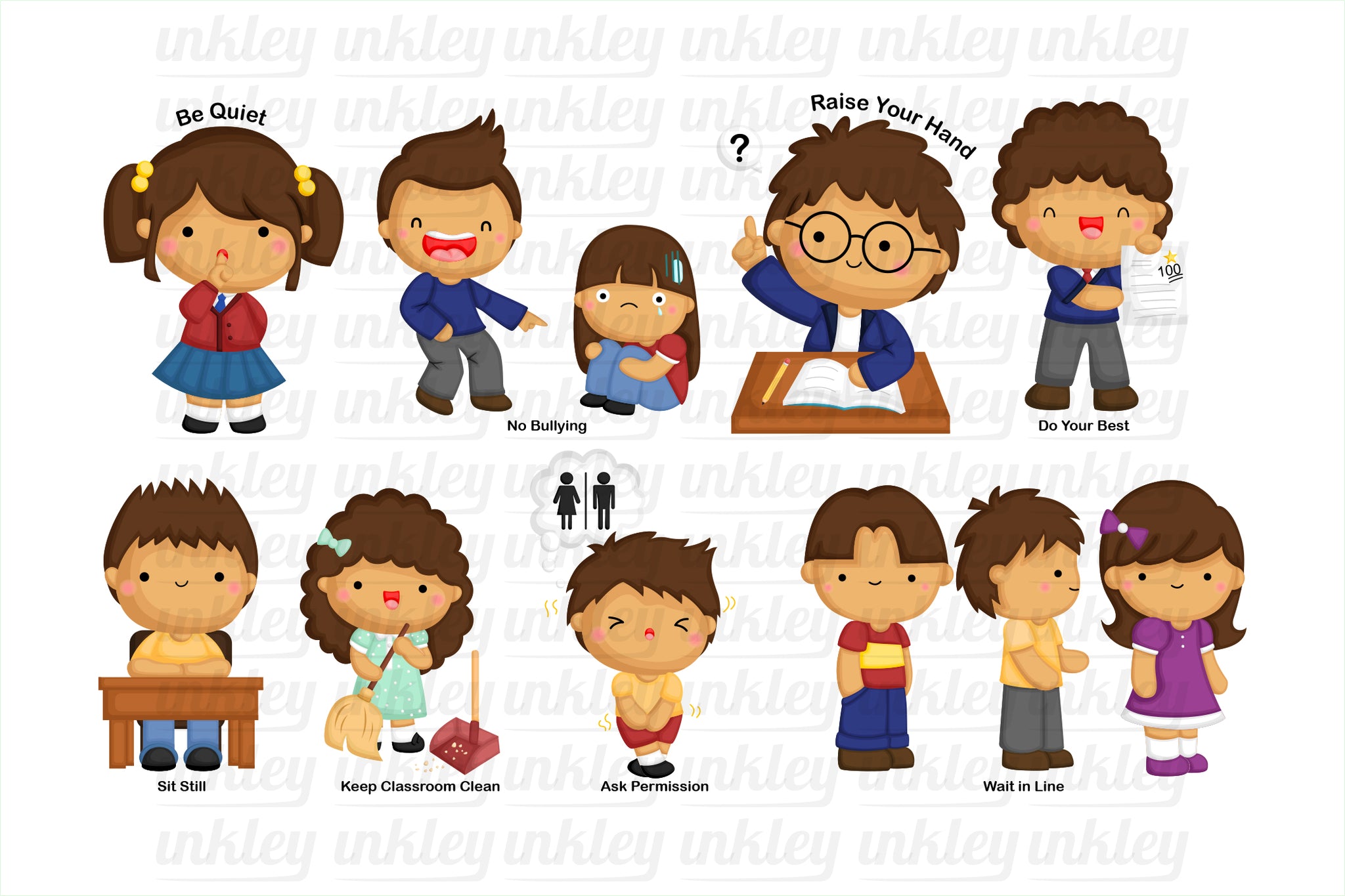 School Good Behavior Clipart - Etiquette Clip Art – inkleystudio