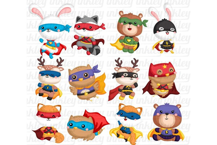 Animal Superheroes Clipart - Cute Animal in Costume – inkleystudio