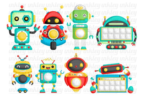 Cute Robots Clipart - Toys Clip Art – inkleystudio
