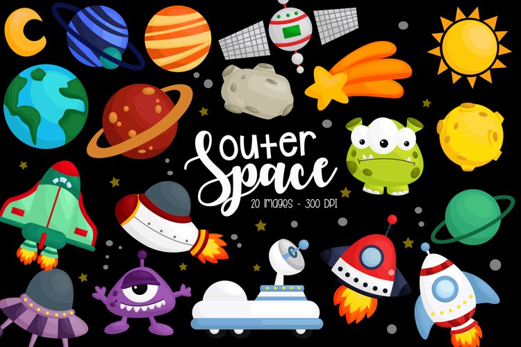 Galaxy and Space Clipart - Space and Exploration Clip Art – inkleystudio