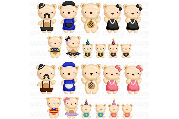 Family of Bears Clipart - Cute Bear Clip Art – inkleystudio