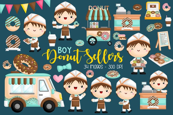 Donut Truck Clipart - Cute Kids Clip Art – inkleystudio