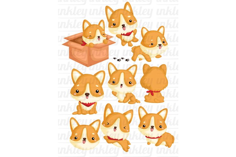Cute Corgi Clipart - Dog Breed Clip Art – inkleystudio