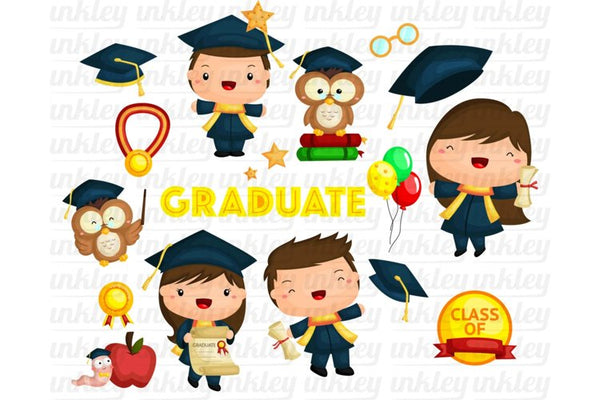 Student and Graduation Clipart - School and University – inkleystudio