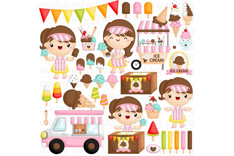 Ice Cream Truck Clipart - Kids and Food Clip Art – inkleystudio