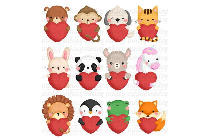 Animal Icons Clipart - Animal and Love – inkleystudio