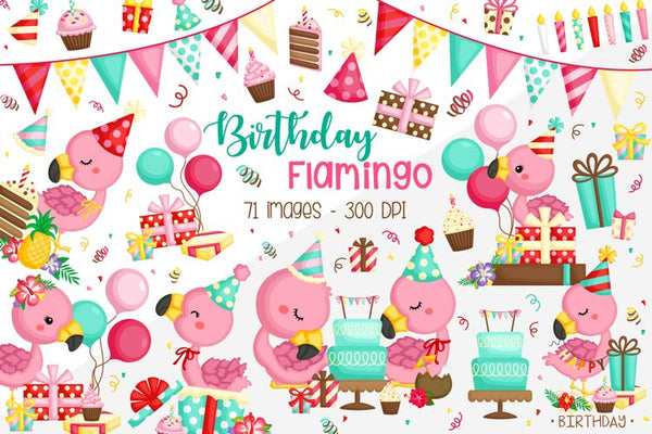 Cute Flamingo Clipart - Tropical Bird Clip Art – inkleystudio